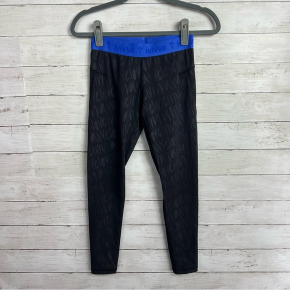Ivivva | Bottoms | Ivivva Girls Logo Covered Blue Waistband Leggings ...